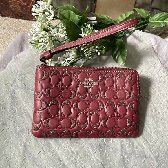 Coach | Bags | Coach Merlot Glitter Wristlet | Poshmark